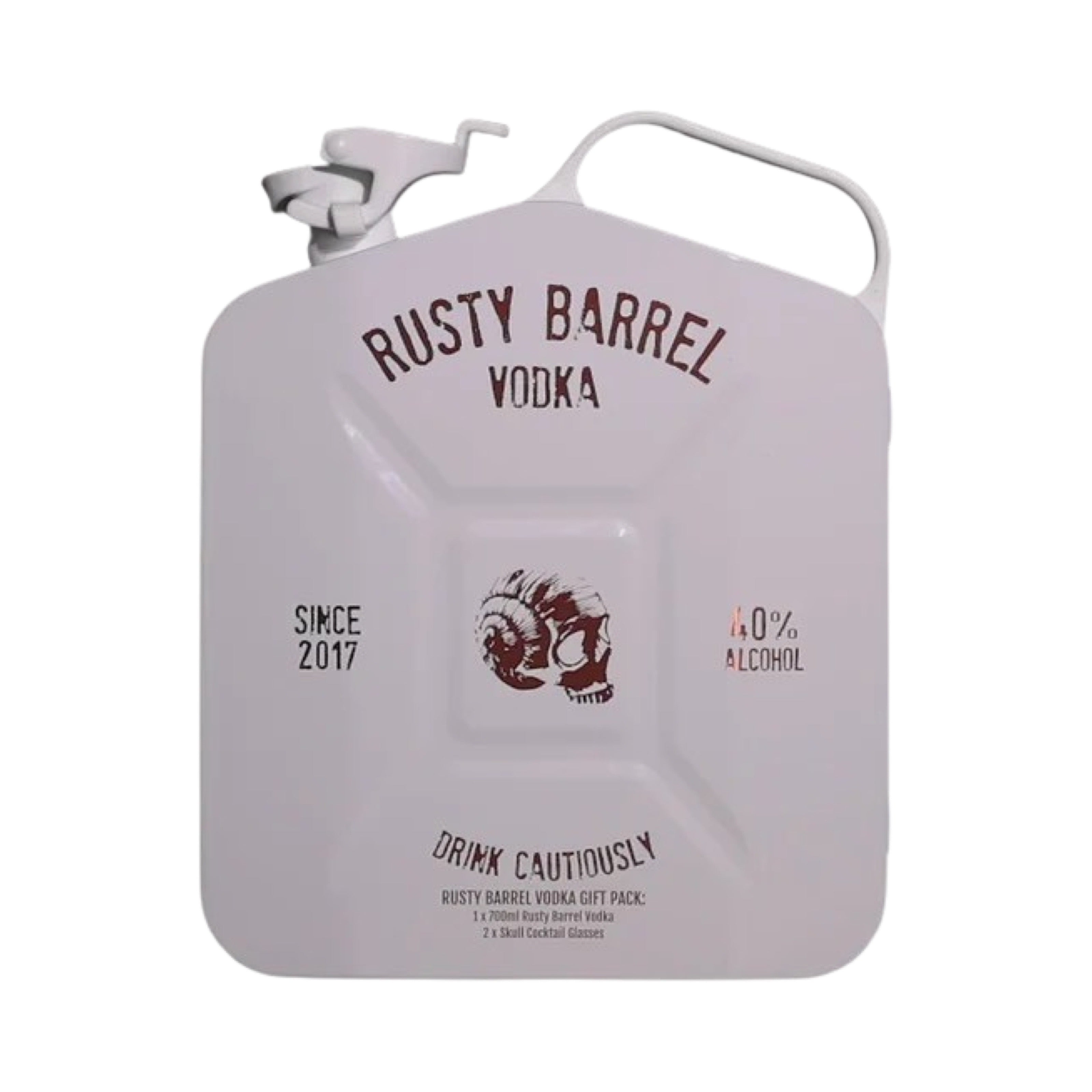 Rusty Barrel Vodka ﻿﻿J﻿erry Can Limited Edition Gift Pack (White) 700m