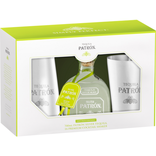 Patron Silver Tequila & Premium Cocktail Shaker Gift Pack 700ml